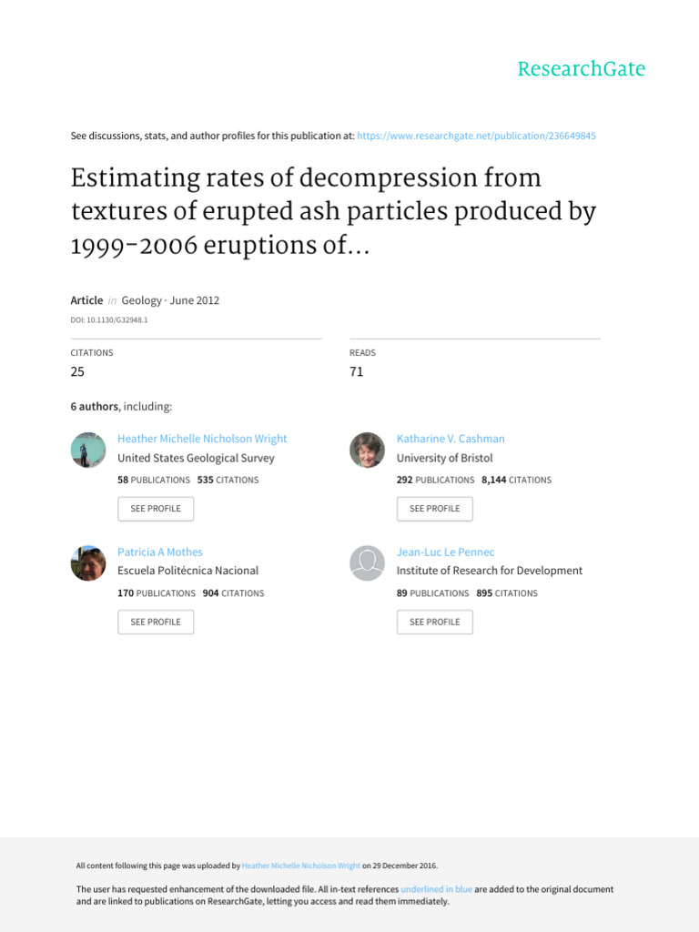 Estimating Rates of Decompression From T | PDF | Types Of Volcanic ...