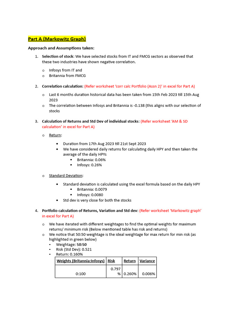 Sapm Assignment2 Part A And B Word Report Pdf Capital Asset