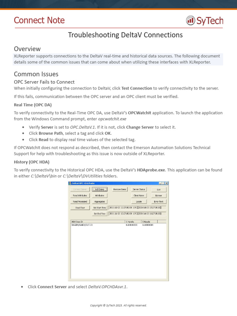 Connect Note Troubleshooting Emerson DeltaV Connections | PDF ...