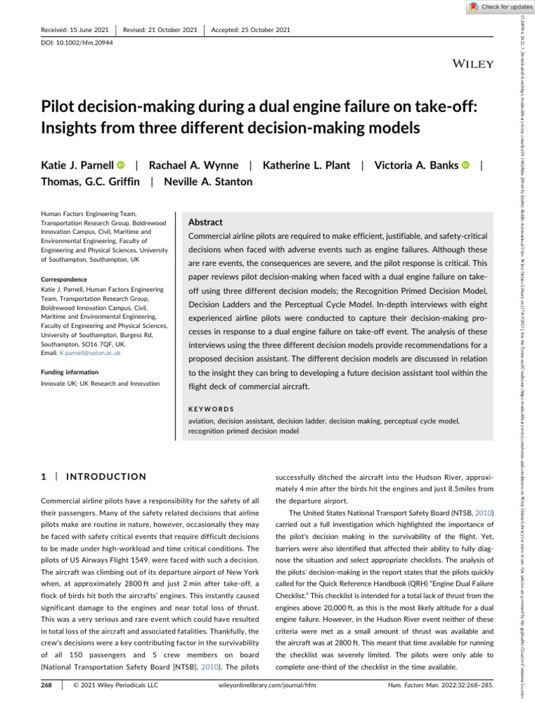 2021 - Parnell - Pilot Decision Making During A Dual Engine Failure On ...