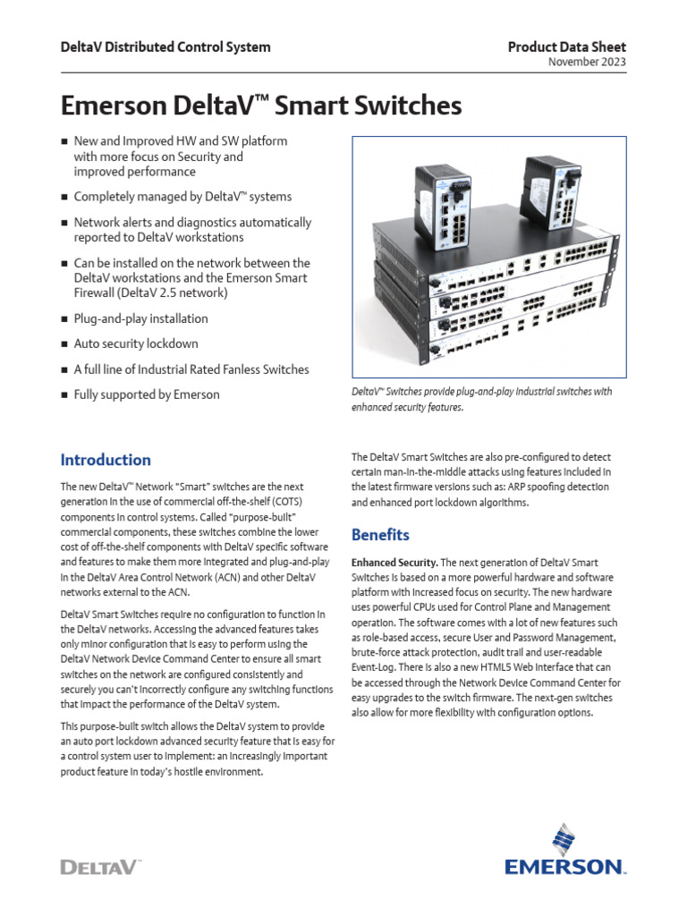 Product Data Sheet Deltav Smart Switches Deltav en 179014 | PDF | Network Switch | Computer Network
