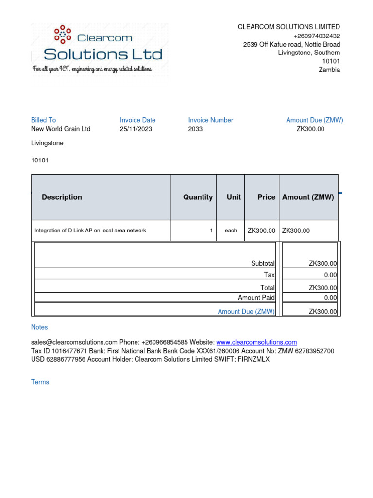 New World Grain Invoice 2033 | PDF