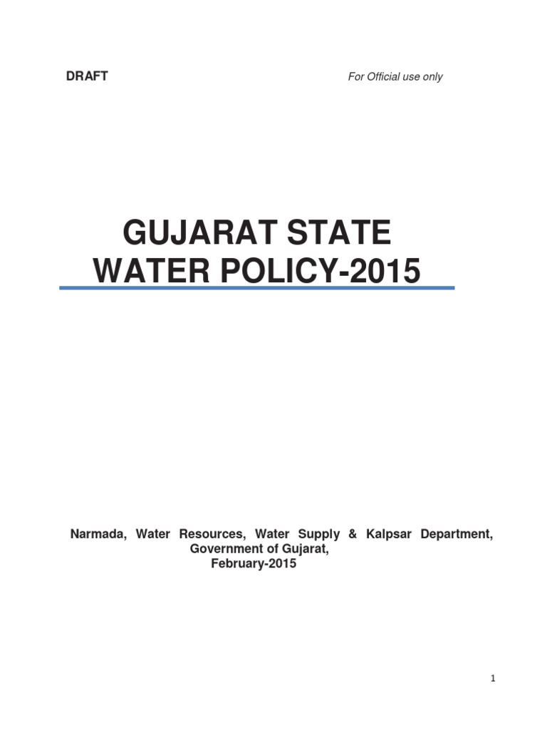 Gujarat State Water Policy 2015 | PDF | Groundwater | Water Resources