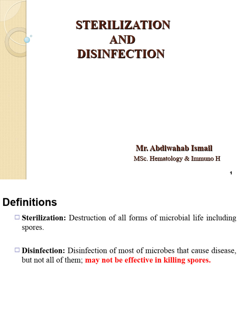 Sterilization and Disinfection | PDF | Sterilization (Microbiology) | Disinfectant
