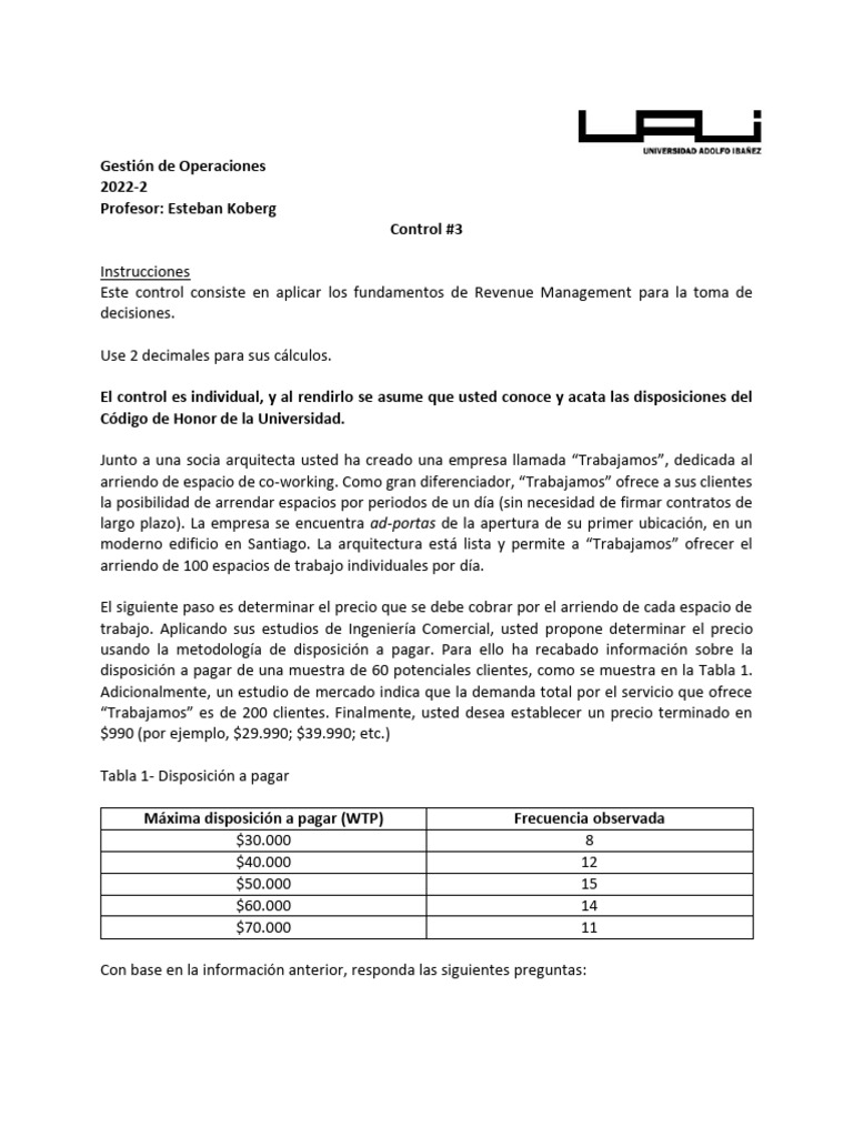 Control 3 2022-2 PAUTA | PDF | Precios | Mercado (economía)