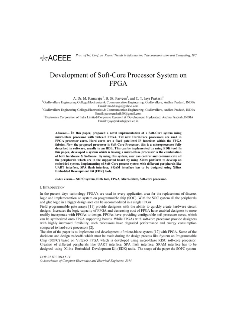 Development Of Soft Core Processor System On Fpga Pdf Field