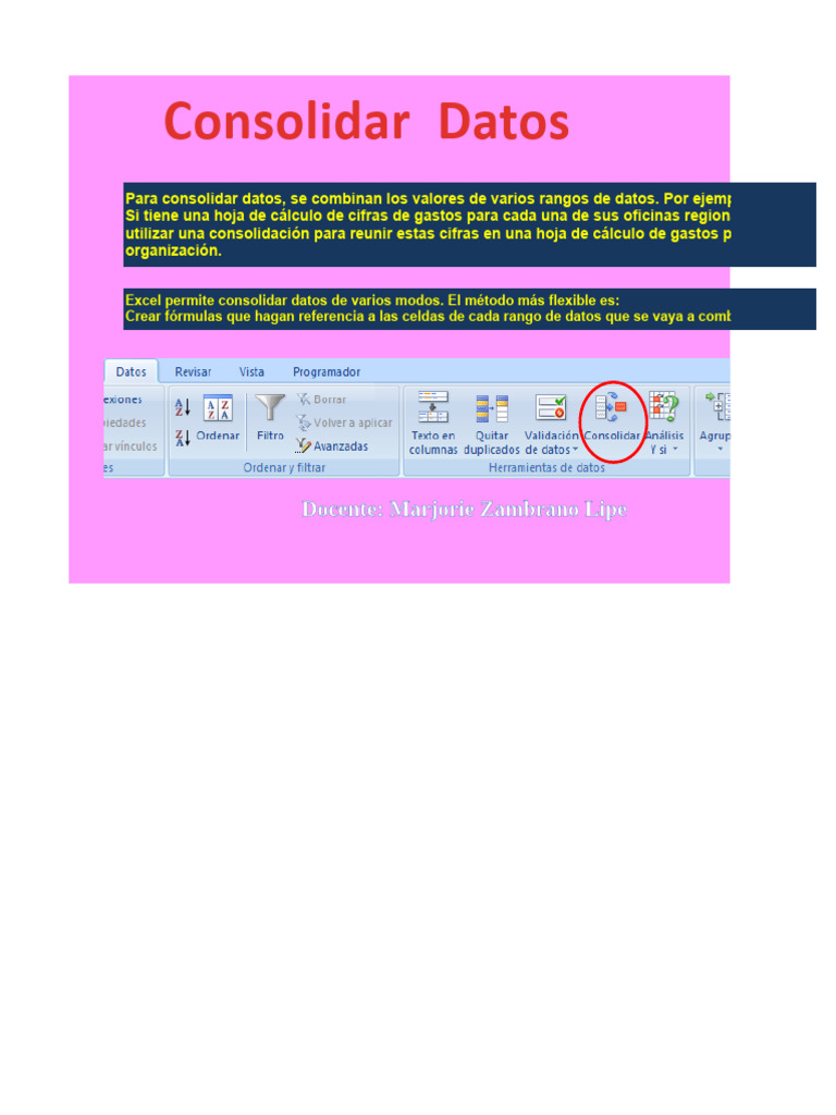 11 - Flores Luciana - EXI Clase 05 Consolidar Datos | PDF | Hoja de cálculo | Informática