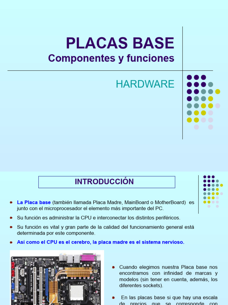 Placa Base | PDF | Memoria de acceso aleatorio | Microprocesador