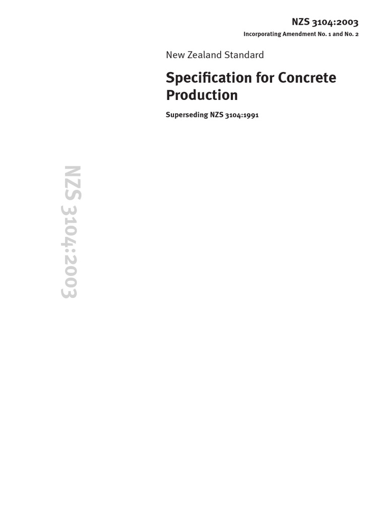 NZS 3104 - Concrete Production | PDF | Concrete