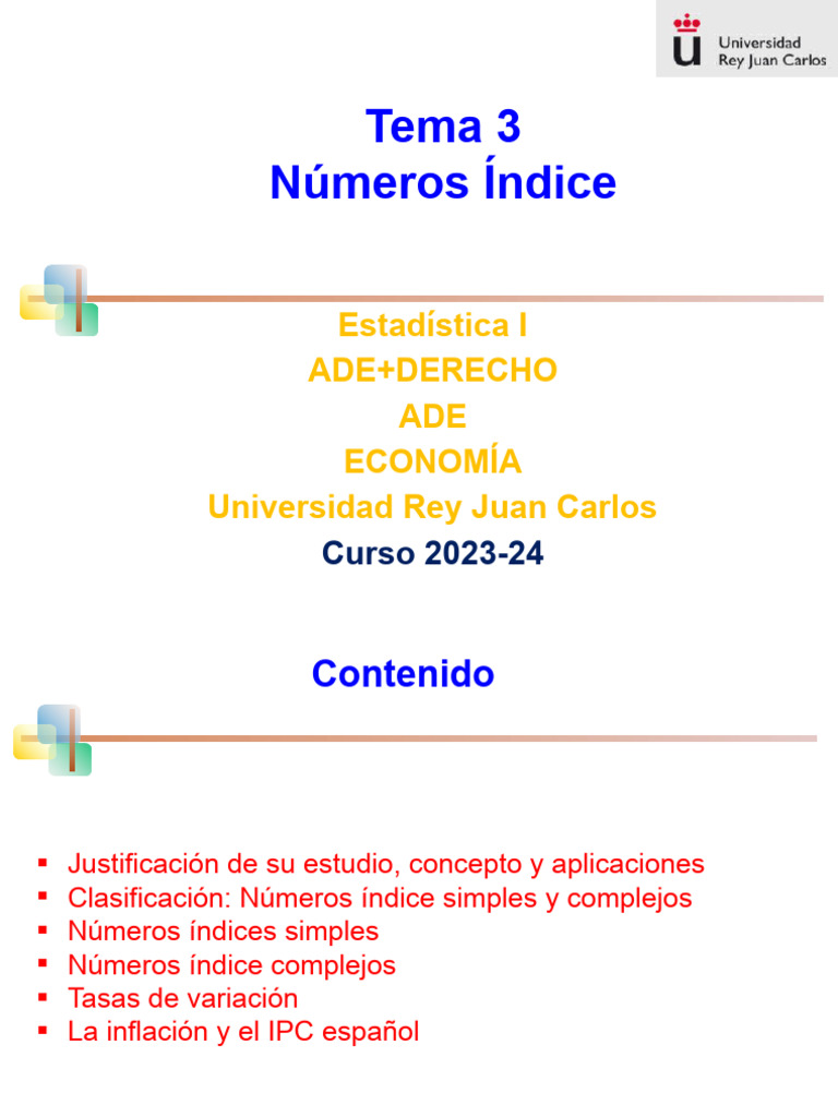 Curso 23-24. Números Índice para Economía Ade y Ade + Derecho | PDF ...