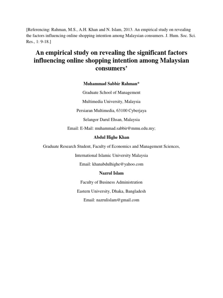 An Empirical Study On Revealing The Significant Factors Influencing ... An Empirical Study On Revealing The Significant Factors Influencing ...
