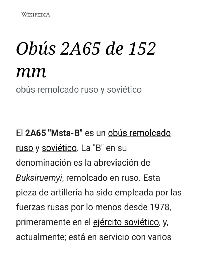 Obús 2A65 de 152 MM | PDF | Obús | Vuelo