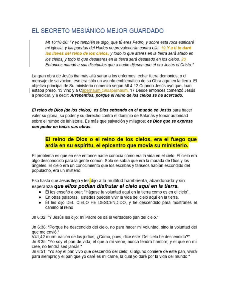El Secreto Mesiánico Mejor Guardado | PDF | Jesús | Reinado y reino de dios