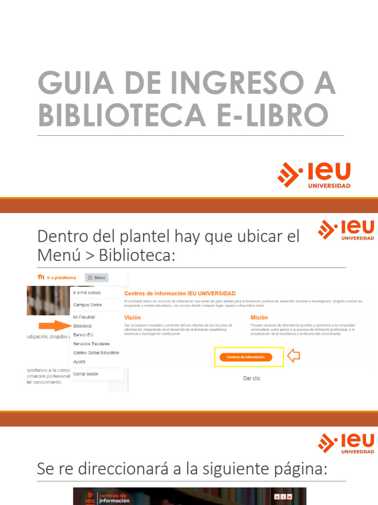 Guia de Ingreso A Biblioteca E-Libro | PDF