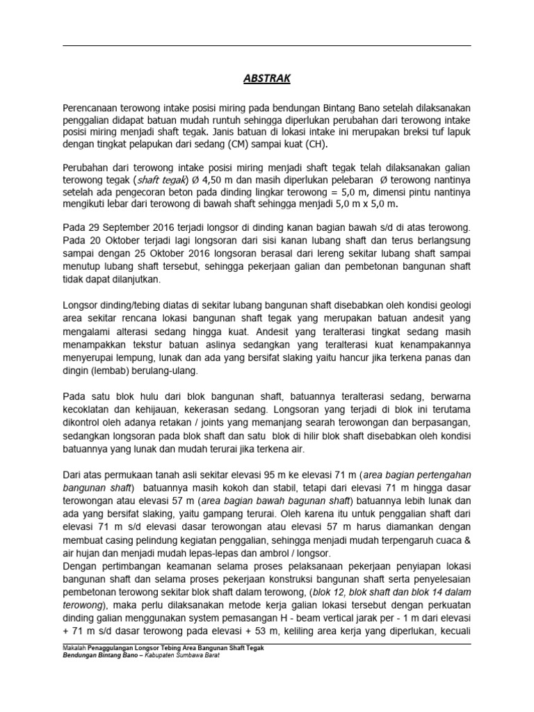 Abtrak Perubahan Intake Miring Menjadi Shaft Tegak Bendungan Bintang Bano | PDF | Sains & Matematika