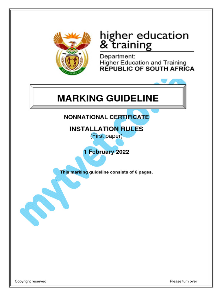 Installation Rules Paper 1 February 2022 Memorandum | PDF | Electrical ...
