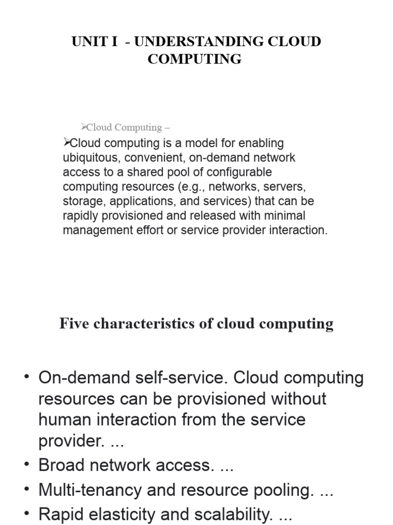 Unit I - Understanding Cloud Computing | Download Free PDF | Cloud Computing | Software As A Service