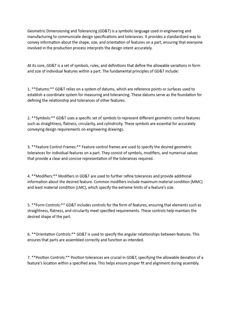 Fundamentals Of Gd T Pdf Engineering Tolerance Engineering