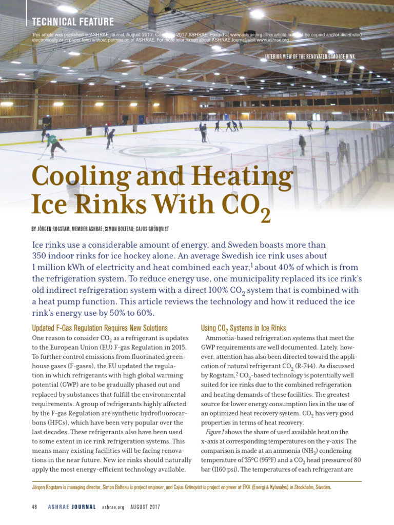 ASHRAE Journal Cooling and Heating Ice Rinks With CO2 | PDF ...