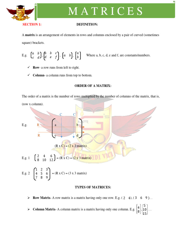 Matrices - PART 1 Form 5 | PDF | Matrix (Mathematics) | Mathematical Concepts