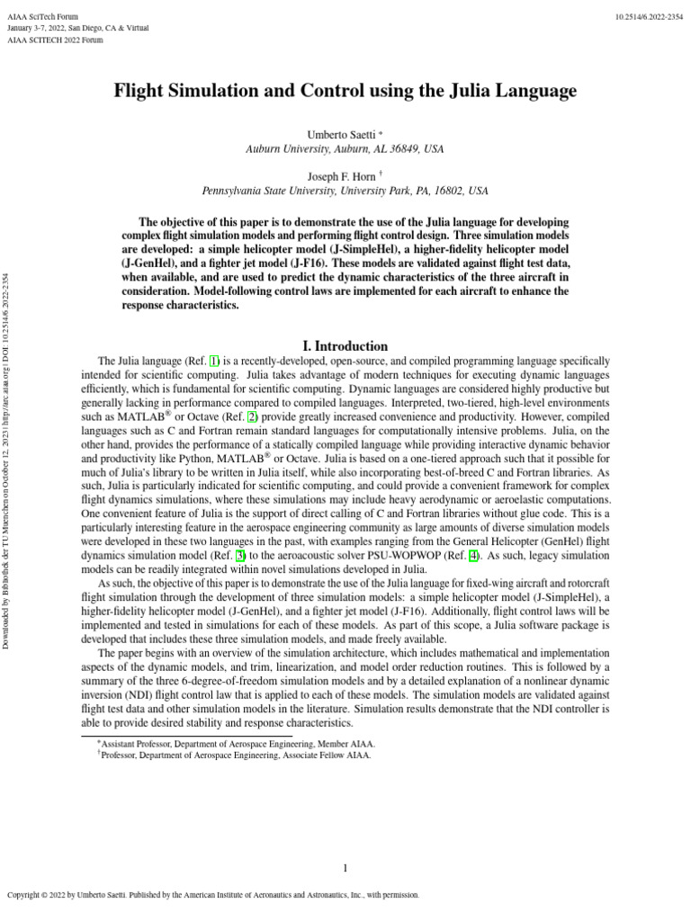 GenHel F16 SimpleHel | PDF | Matrix (Mathematics) | Simulation