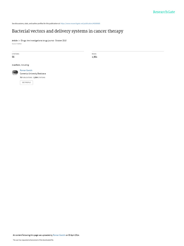 Bacterial Modification and Cancer Therapy | PDF | Rna Interference ...