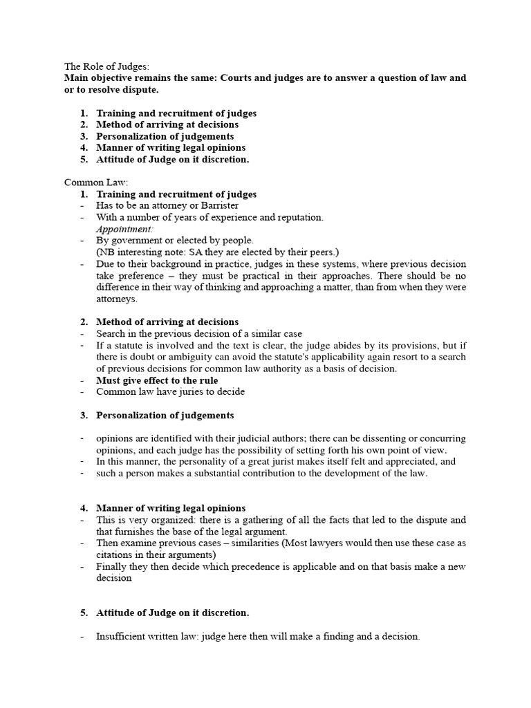 The Role of Judges | PDF | Judge | Common Law