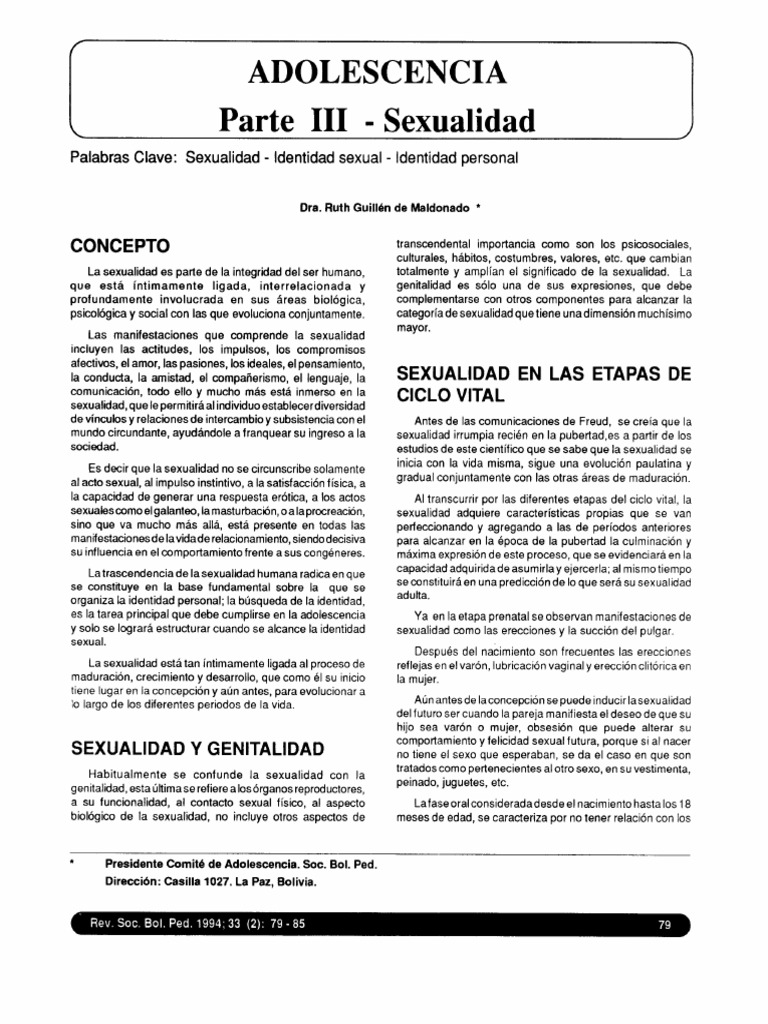 Sexualidad en Las Diferentes Etapas de La Vida. Material para Clase 1 | PDF