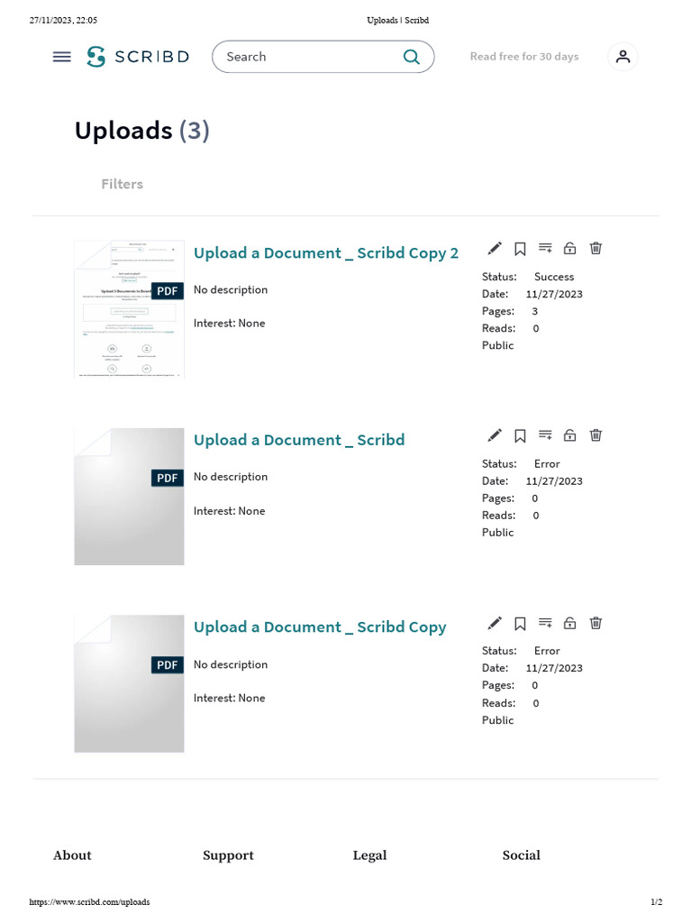 Uploads | Download Free PDF | Scribd | Web 2.0