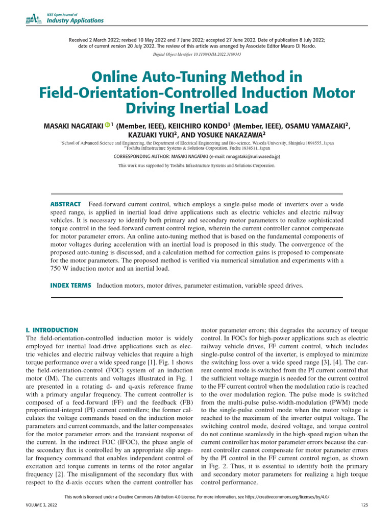 Online Auto-Tuning Method in Field-Orientation-Controlled Induction Motor Driving Inertial Load ...