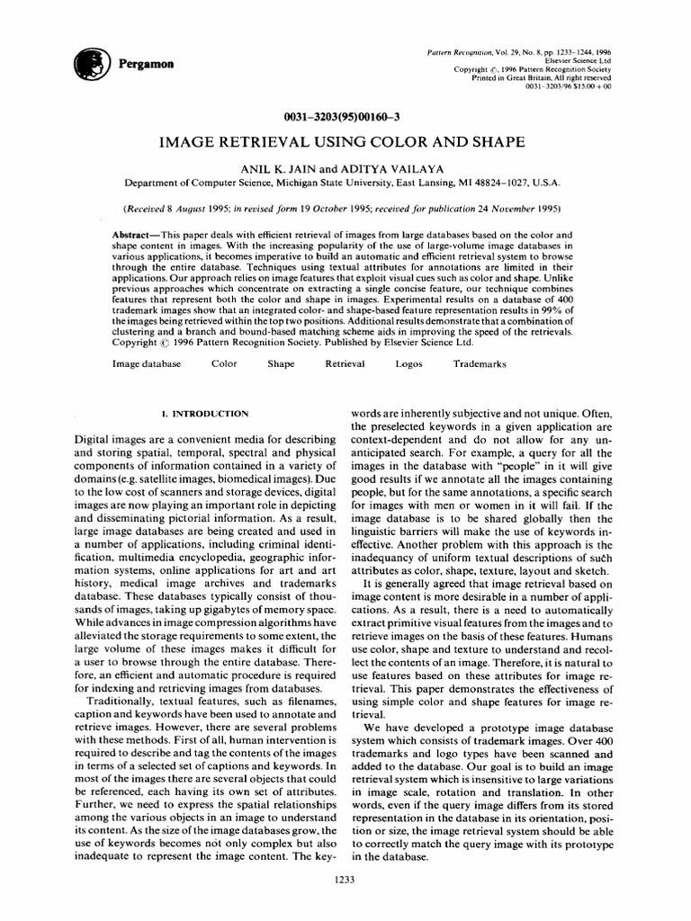 Image Retrieval Using Color and Shape | PDF | Rgb Color Model | Information Retrieval