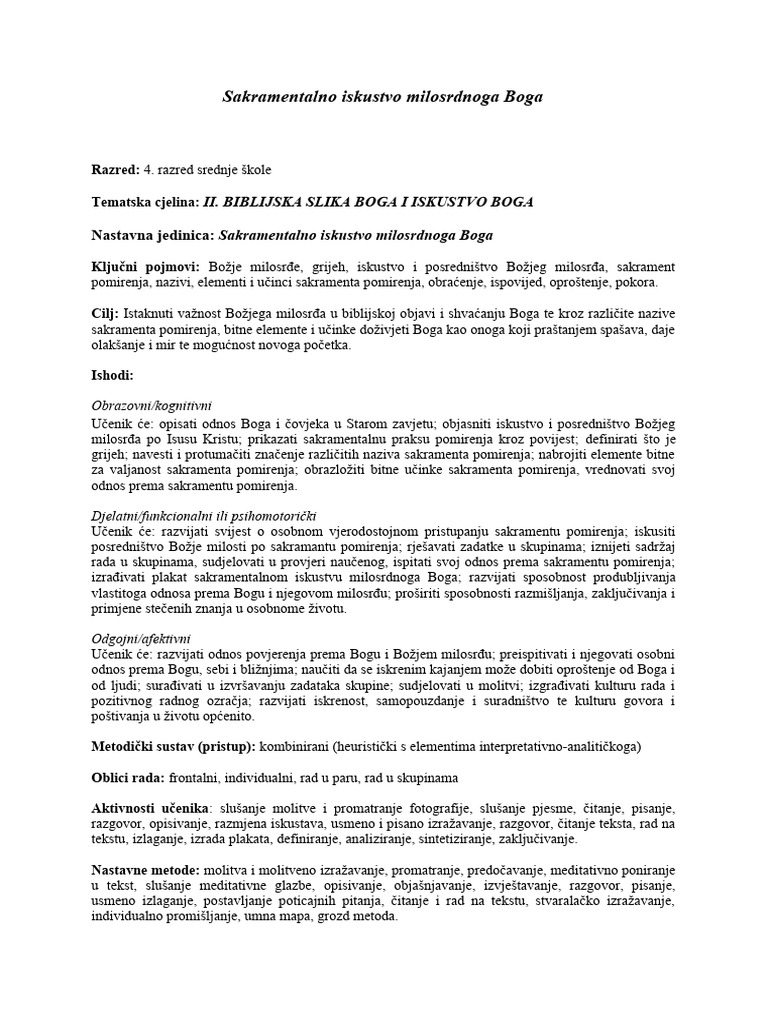 Sakramentalno Iskustvo Milosrdnoga Boga | PDF