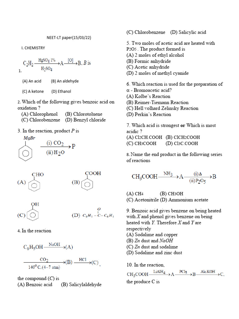 Chemistry 15-03-22 Part Test | PDF | Seed | Chemistry