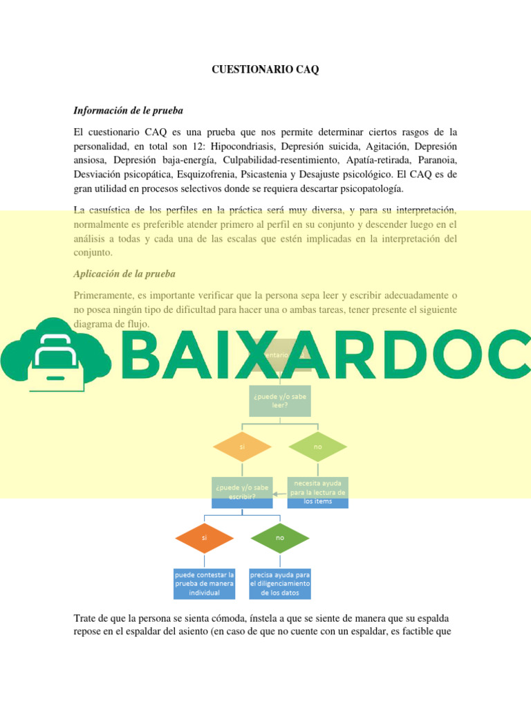 Cuestionario Caq | PDF | Depresión (estado de ánimo) | Cuestionario