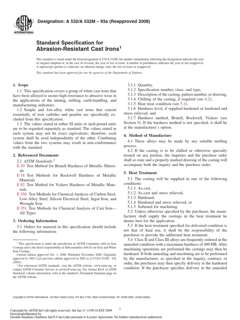 Astm A532.19689-9 | PDF | Heat Treating | Cast Iron