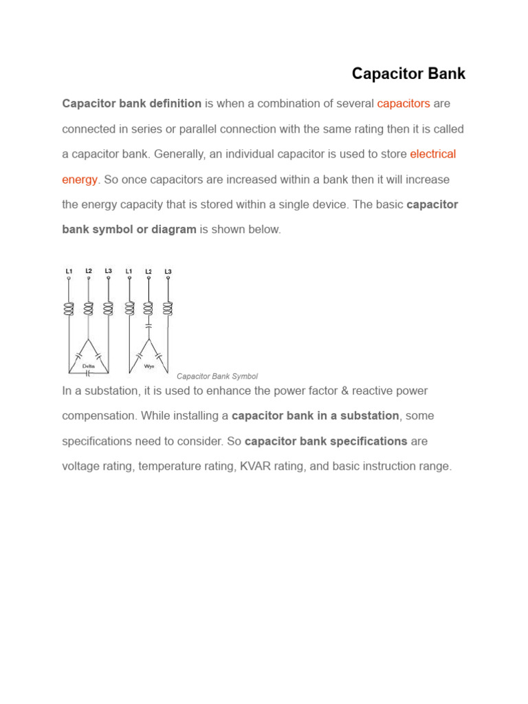 Capacitor Bank Project | PDF | Capacitor | Fuse (Electrical)