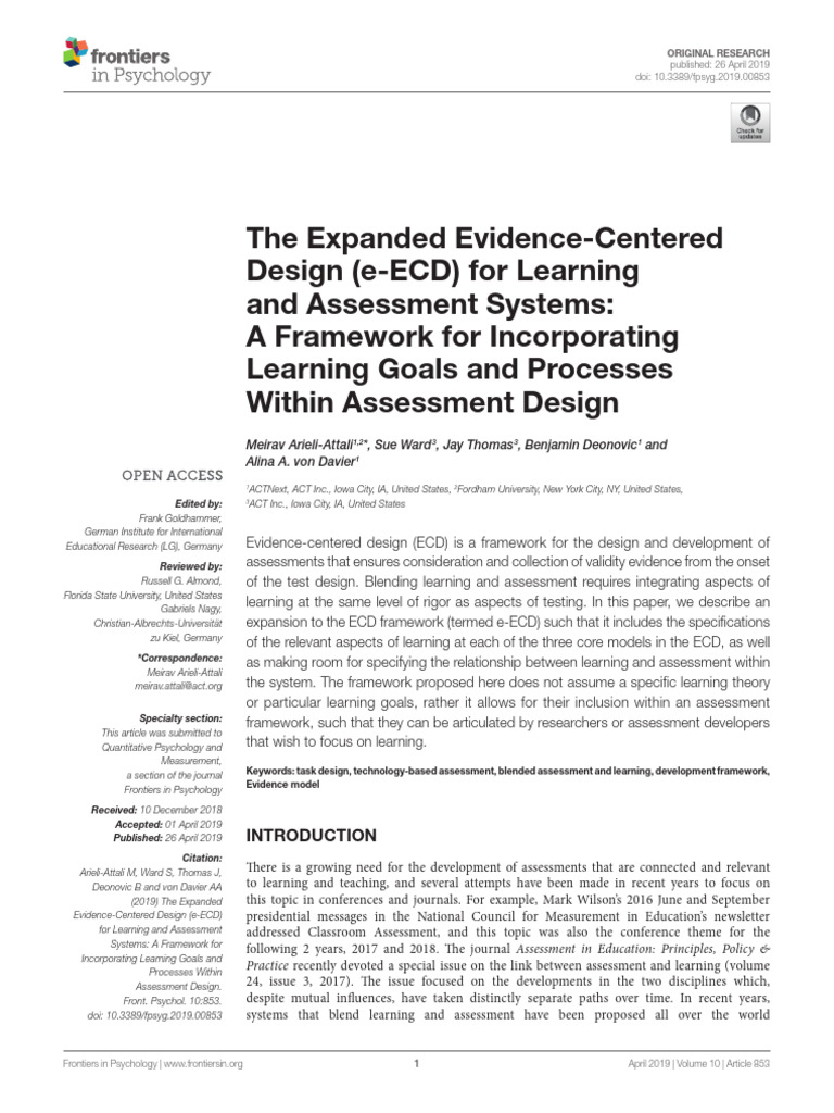 Fpsyg-10-00853 Teoria Centrata Pe Dovezi | PDF | Conceptual Model | Educational Assessment