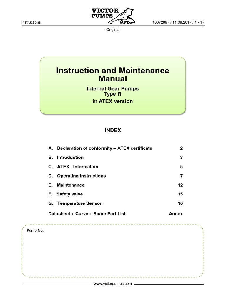 Instructions R ATEX Pumps 16072897 | PDF | Pump | Valve