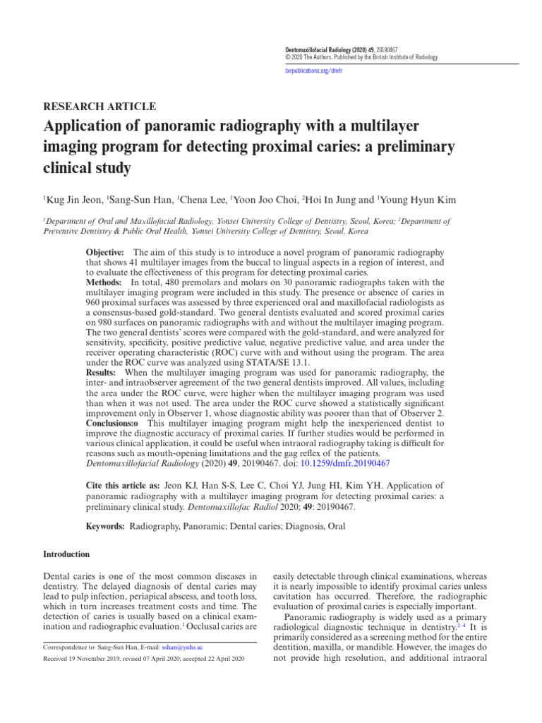 Multilayer Imaging for Proximal Caries Detection | PDF | Medical ...