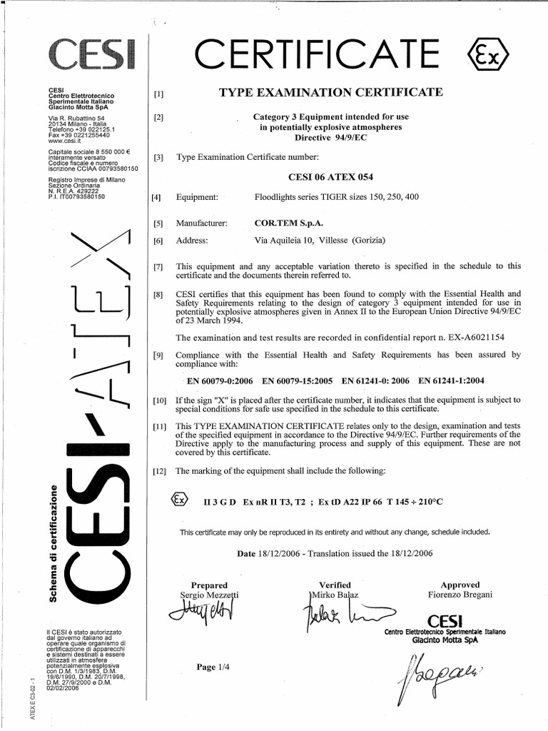 Cesi 06 Atex 054 Ing | PDF