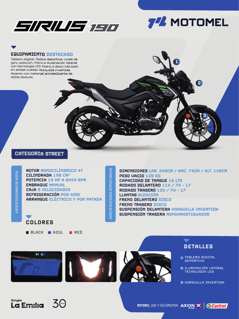 Ficha Tecnica Sirius 190 | Descargar gratis PDF | Tecnología de vehículos | Industria automotriz