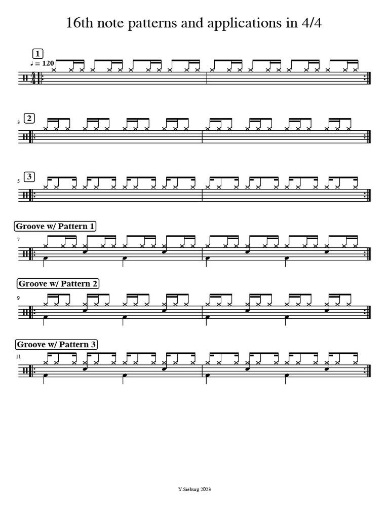 16th Note Patterns and Applications in 4 4 | PDF