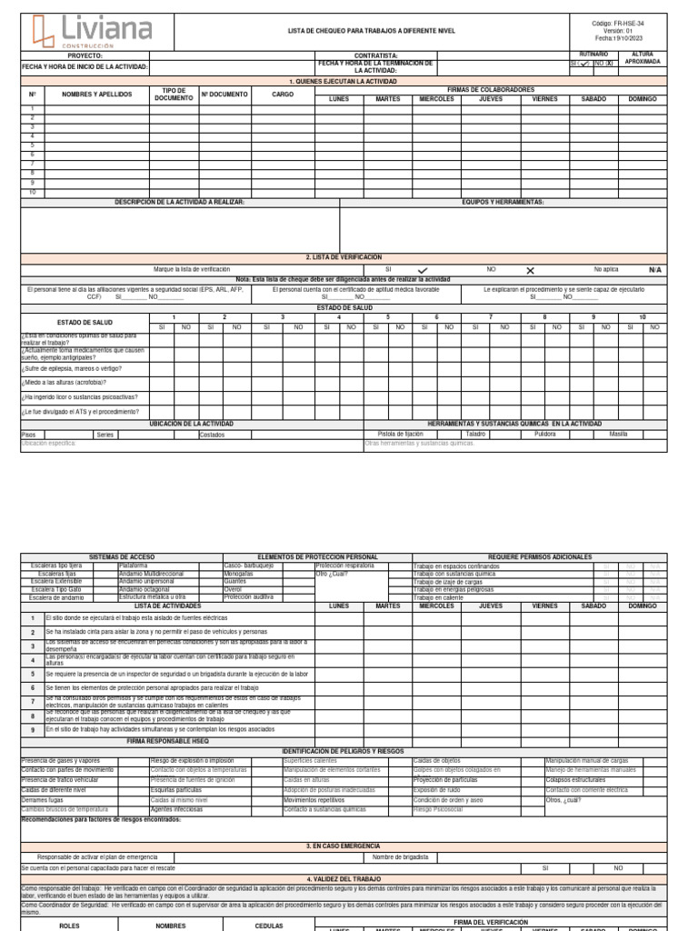 Copia de FR-HSE-34. LISTA DE CHEQUEO PARA TRABAJOS A DIFERENTE NIVEL ...