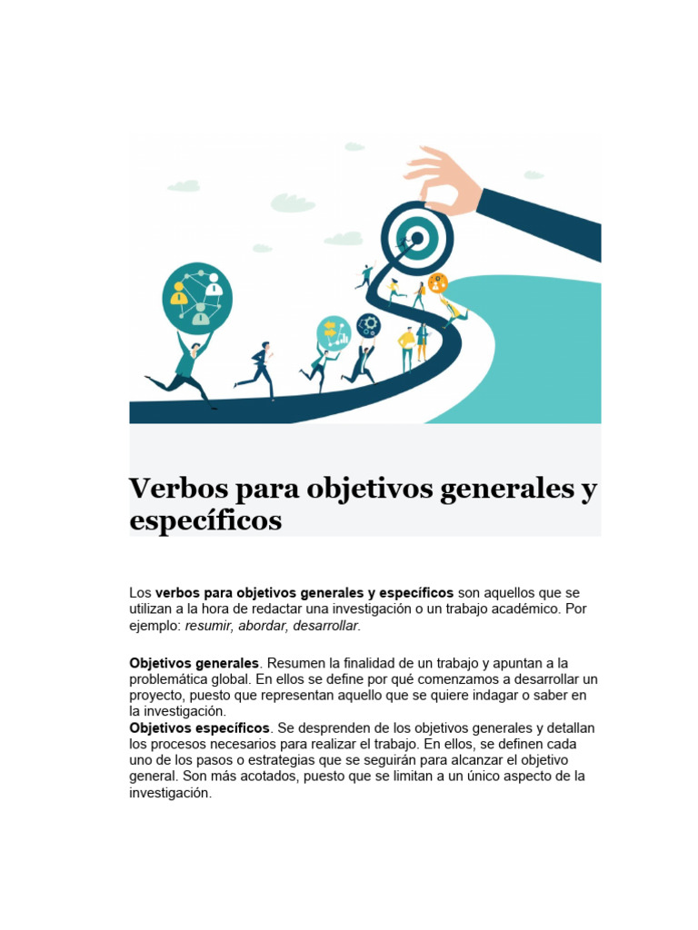 Verbos para Objetivos Generales y Específicos | PDF