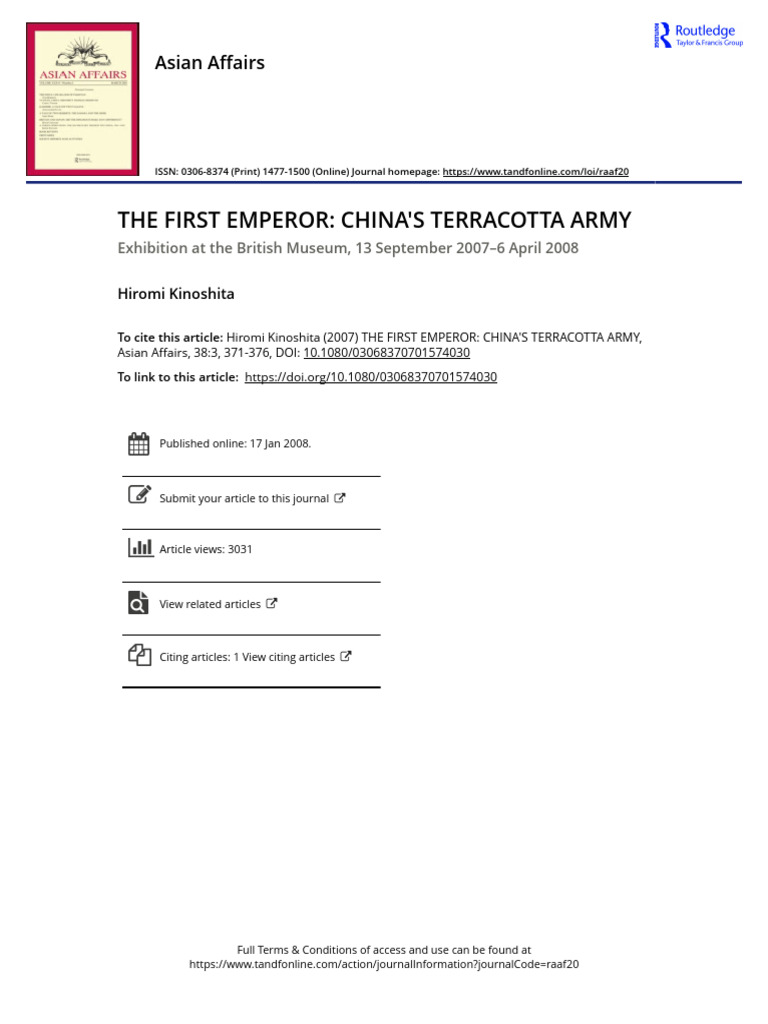 KINOSHITA, Hiromi. The First Emperor - China's Terracotta Army | PDF ...