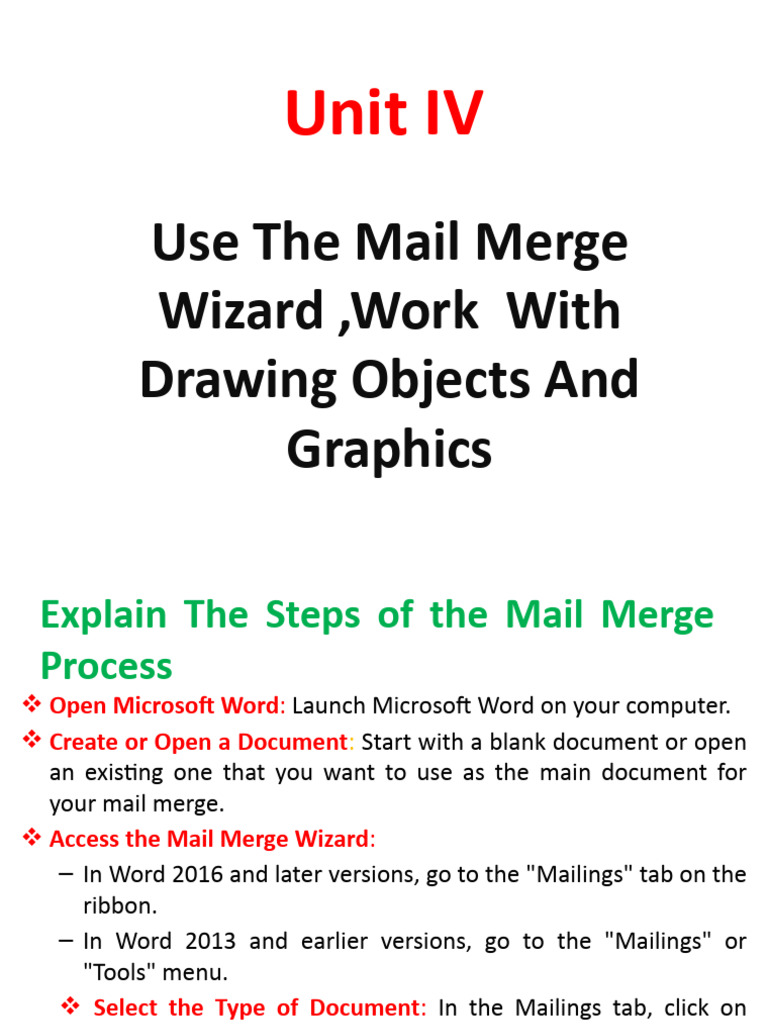 Unit IV Office Automation | PDF | Microsoft Word | Microsoft Excel