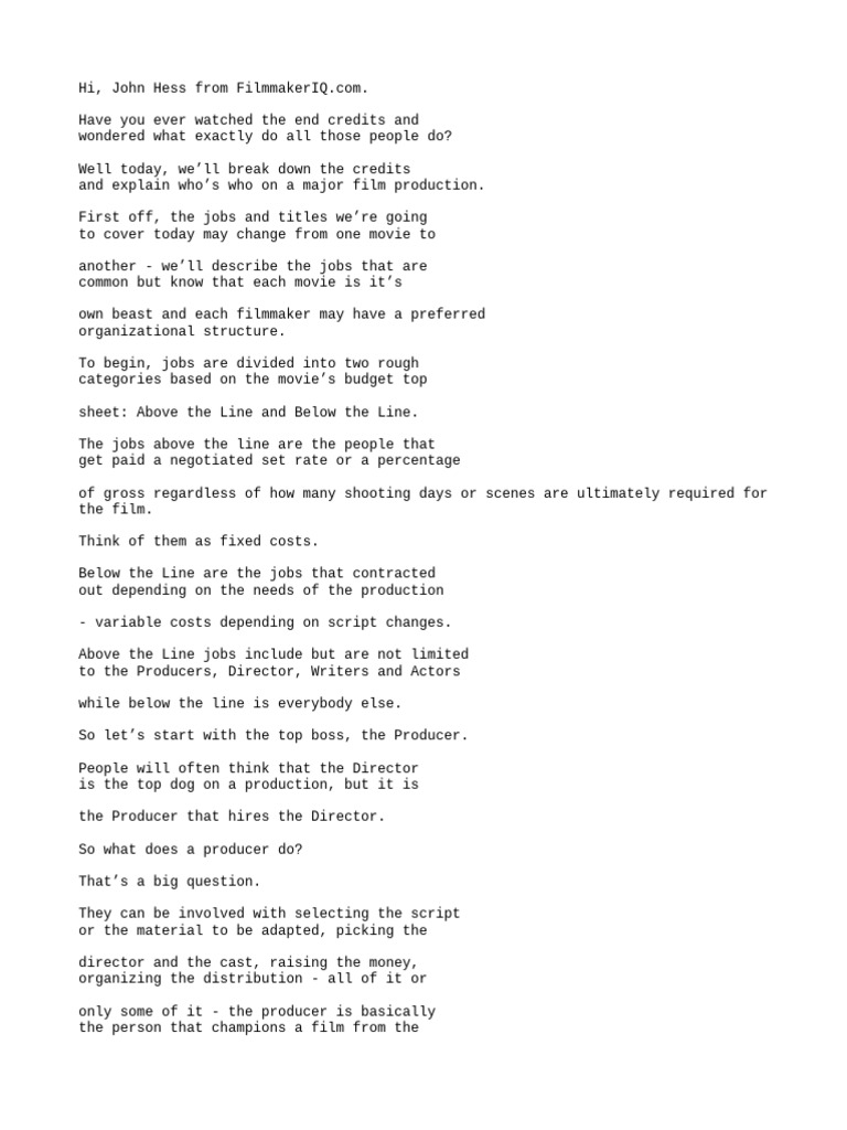 English Who S Who In The Movie Credits Downsub Com Pdf Film