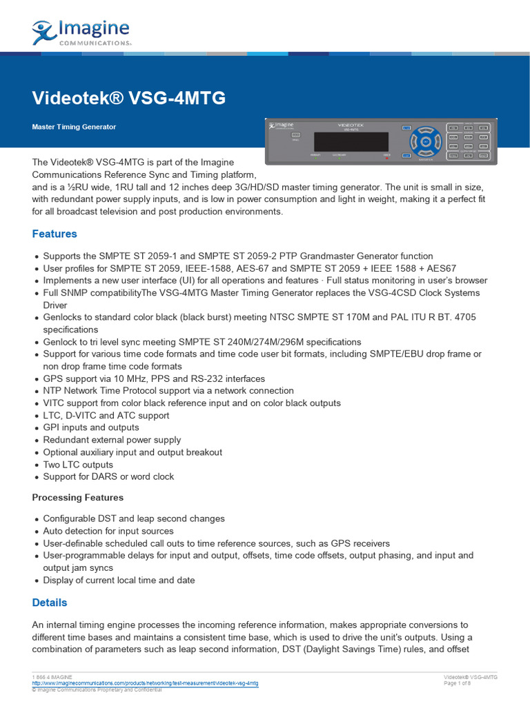 Imagine Videotek VSG 4mtg | PDF | Electronic Engineering | Information And Communications Technology