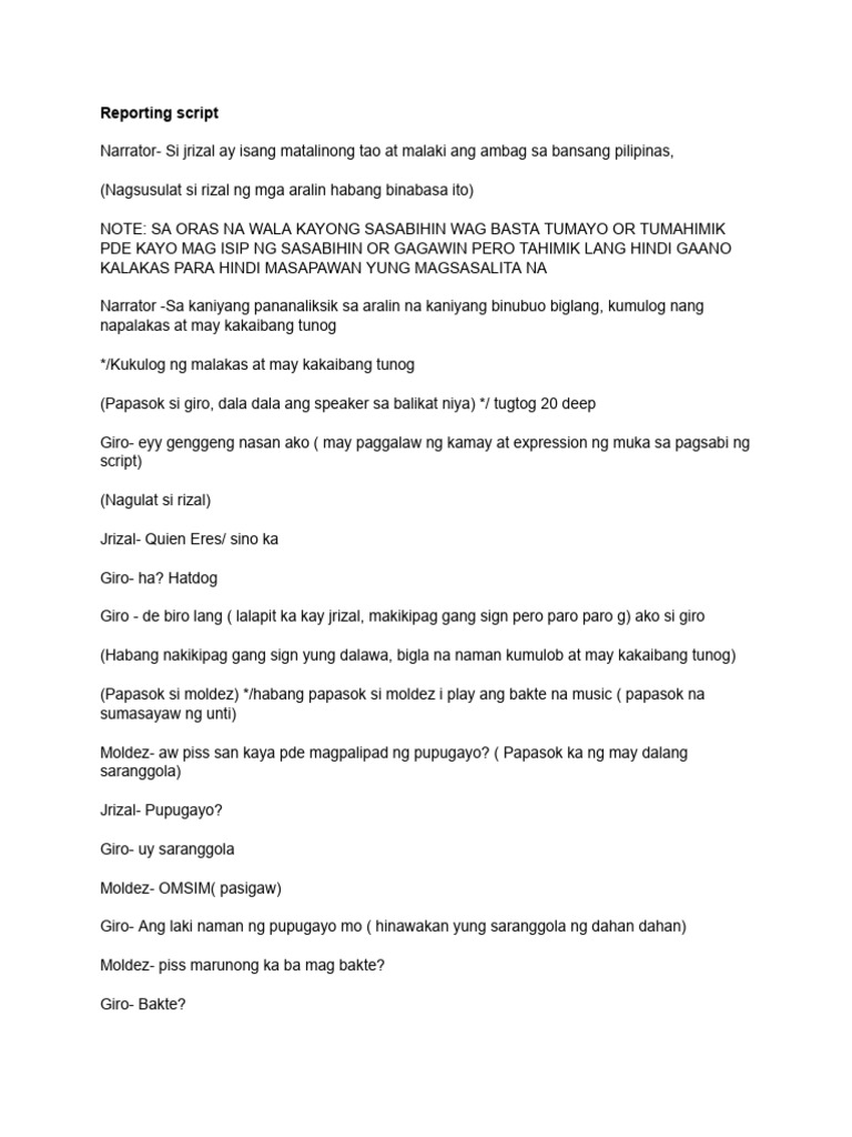 Reporting Script | PDF