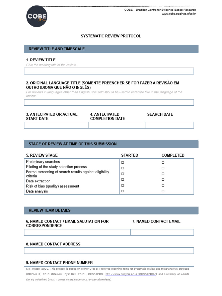 Template Cobe Systematic Review | PDF | Systematic Review | Evidence Based Medicine